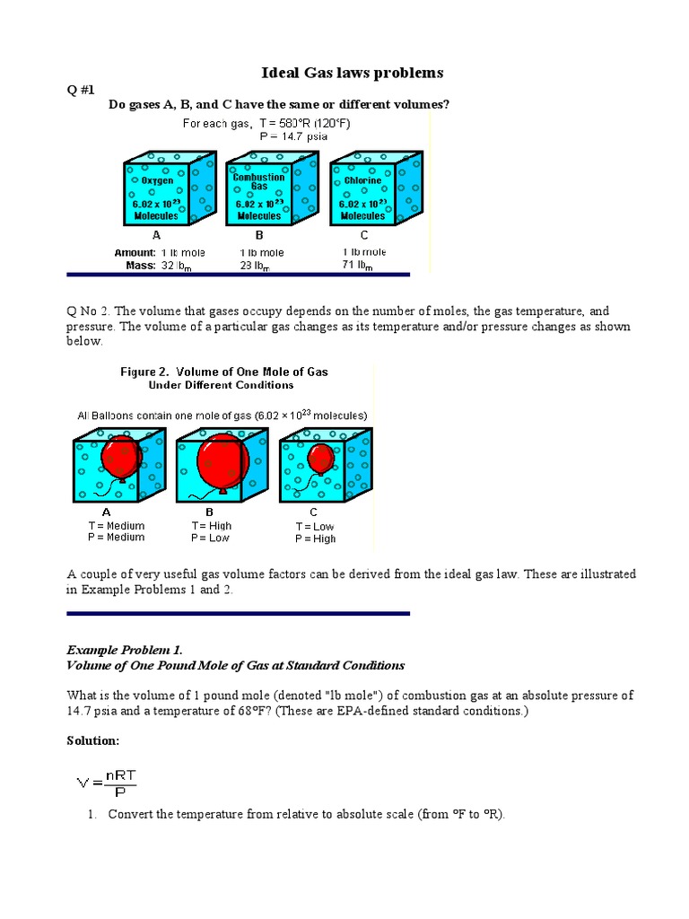 Ideal Gas Laws Problems | PDF | Gases | Pressure