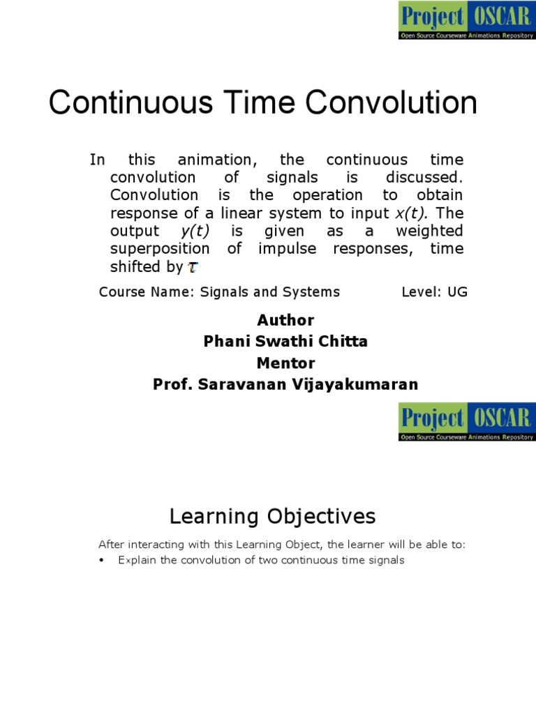 Continuous Time Convolution Guide | PDF | Convolution | Applied Mathematics