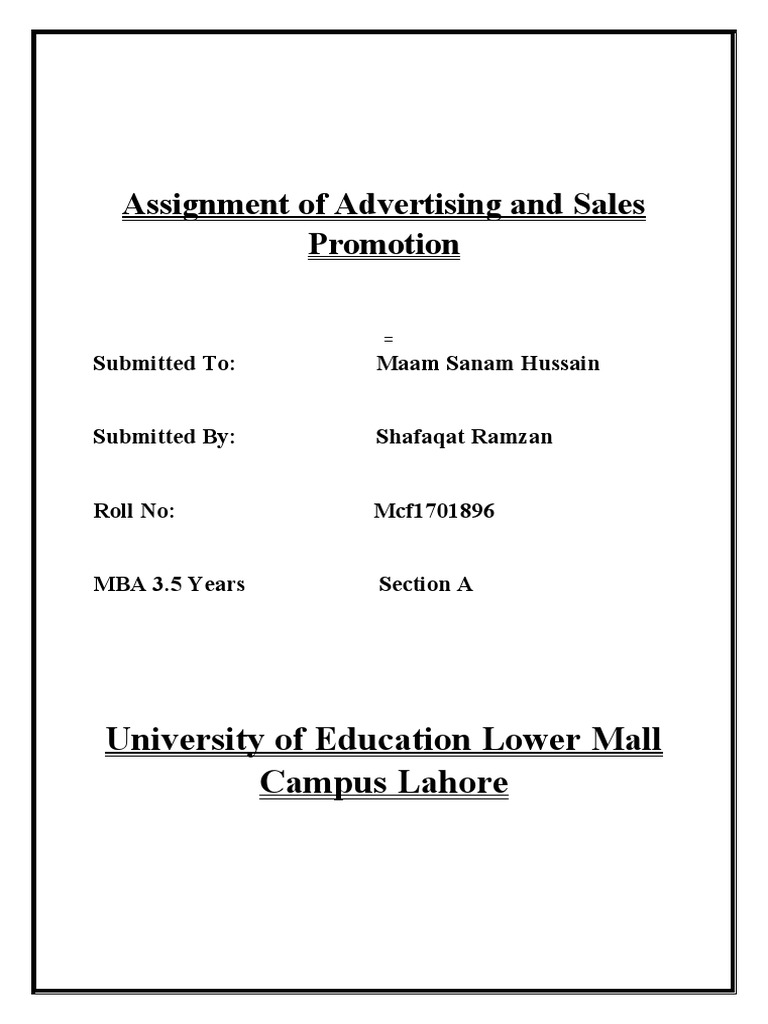 Assignment of Advertising and Sales Promotion | PDF | Consumer ...
