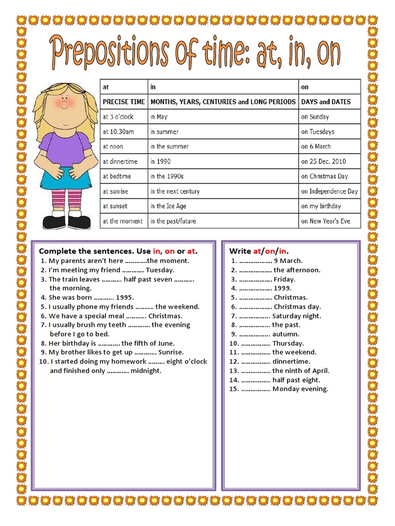 Prepositions of Time | PDF