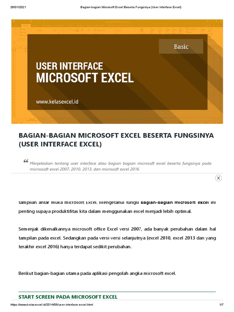 Bagian-Bagian Microsoft Excel Beserta Fungsinya (User Interface Excel ...