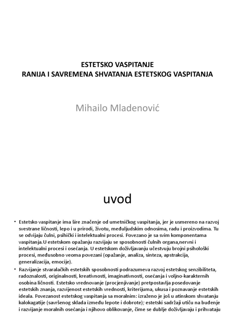 Estetsko Vaspitanje | PDF