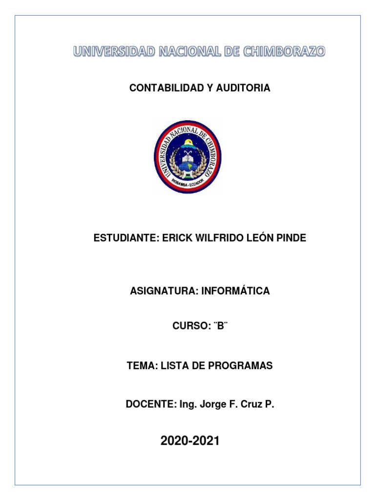 Lista de Programas Informáticos 2021 | PDF | Software de la aplicacion ...