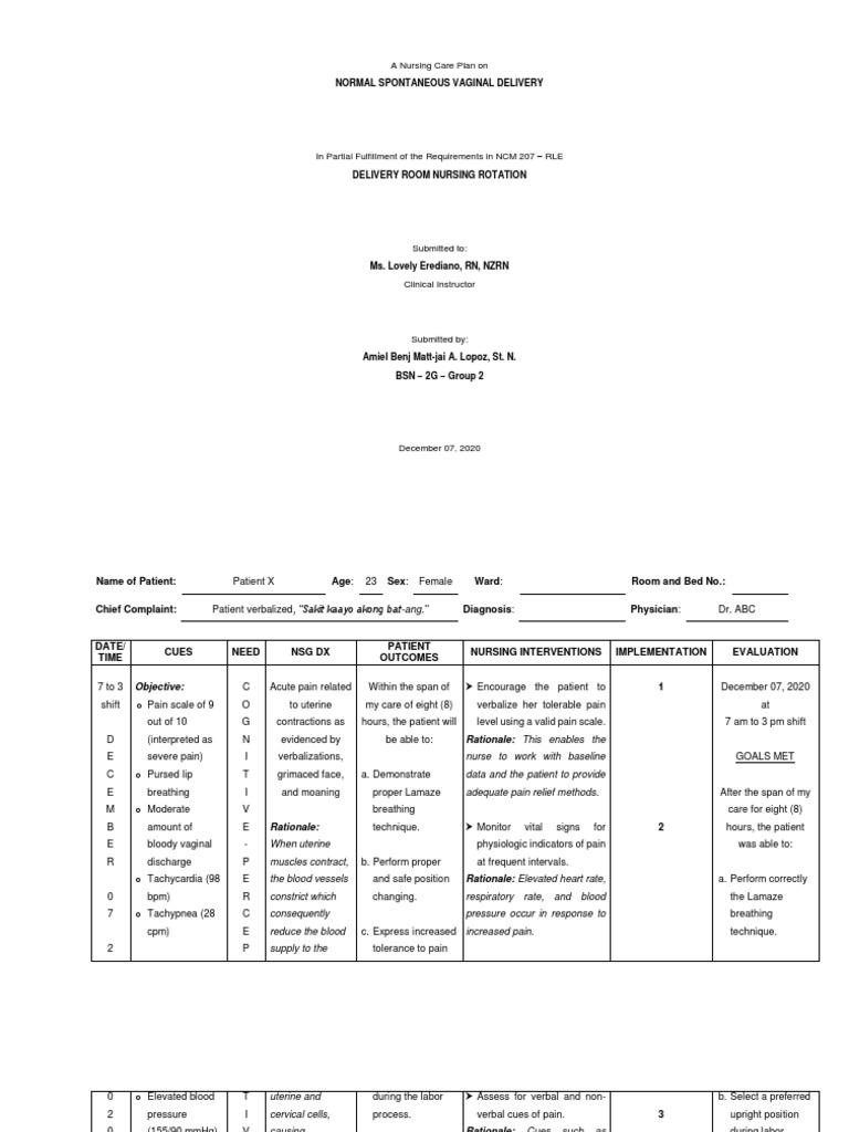 NCP On NSVD | PDF | Childbirth | Relaxation (Psychology)