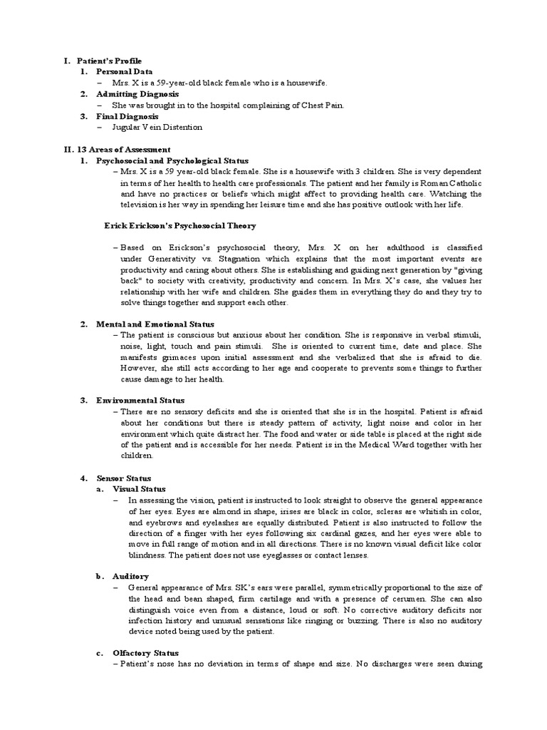 13 Areas of Assessment | PDF | Senses | Psychosocial