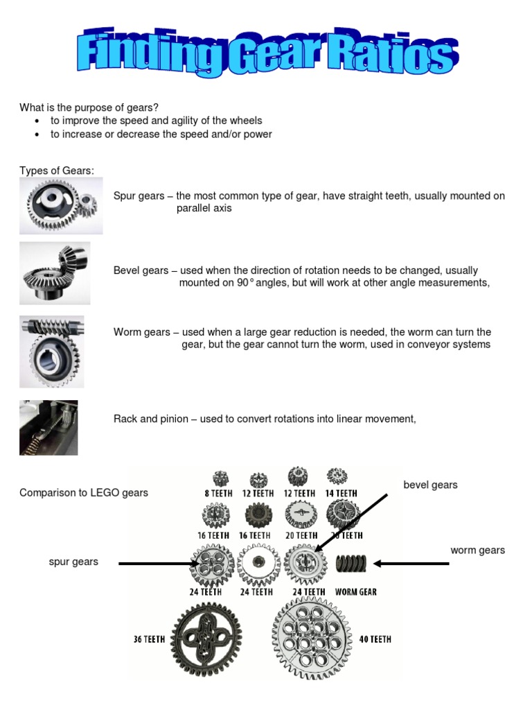 Finding Gear Ratio Student Pages | PDF | Gear | Kinematics
