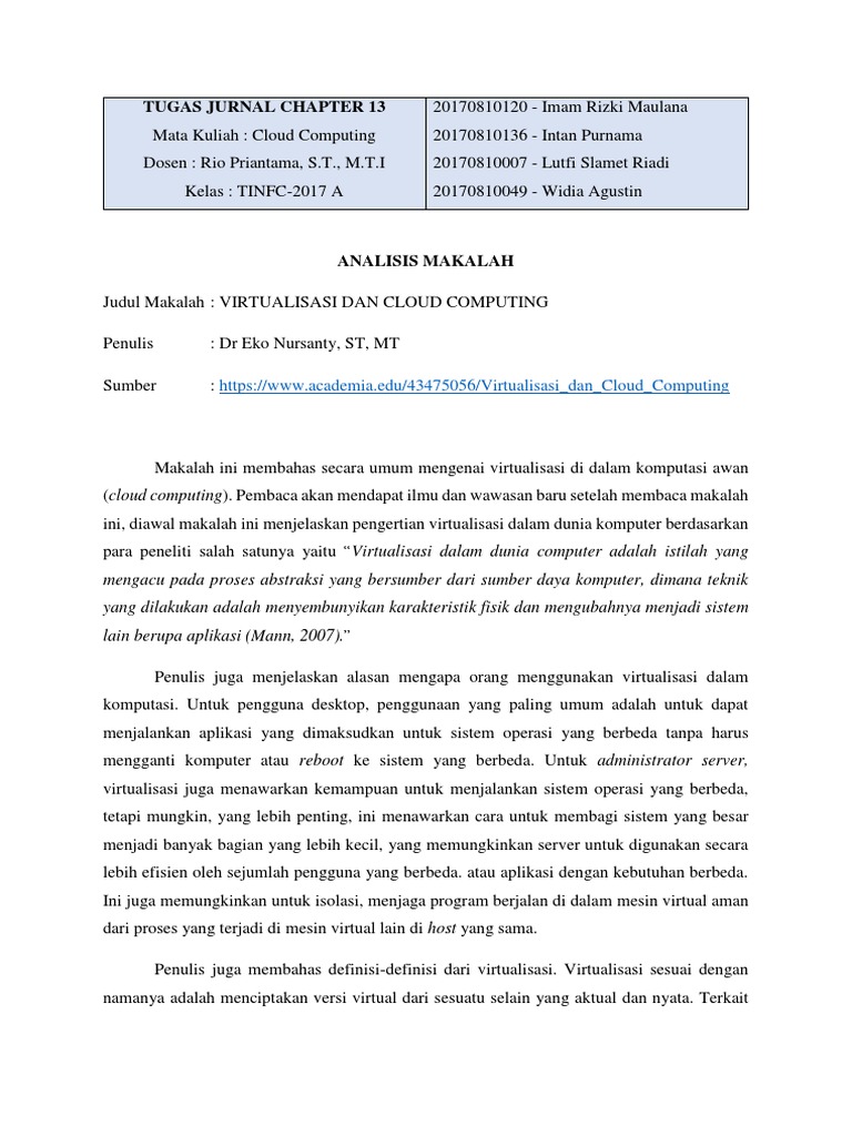 Virtualisasi & Cloud Computing | PDF | Teknologi & Rekayasa