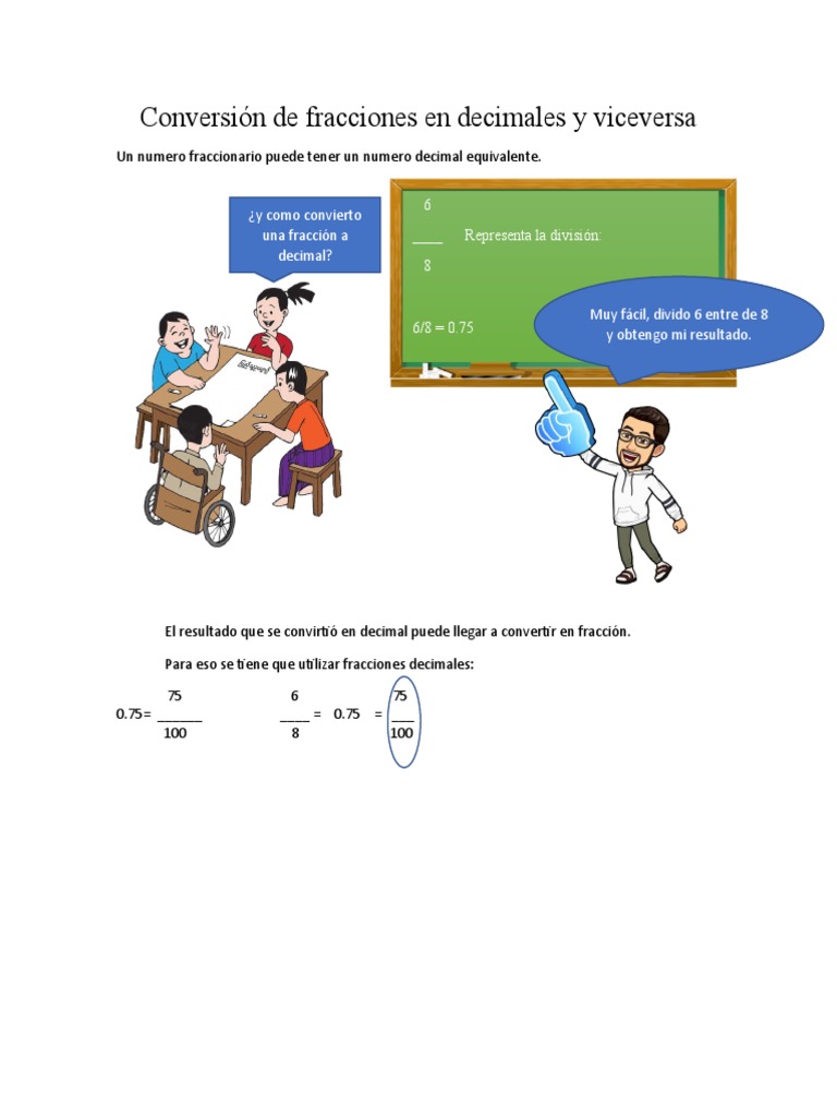 Conversión de Fracciones en Decimales y Viceversa | PDF