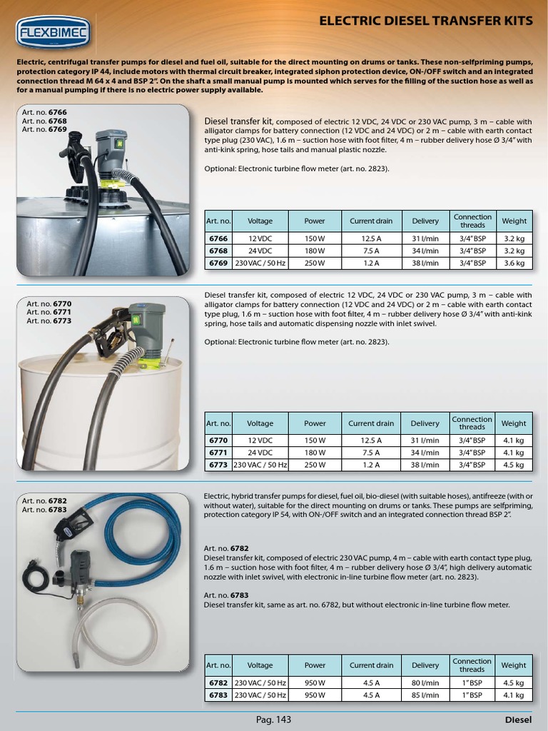 Electric Diesel Transfer Kits Overview | PDF