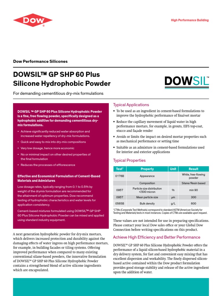 TDS-Dowsil GP SHP 60 Plus Silicone Hydrophobic Powder | PDF | Silicone ...