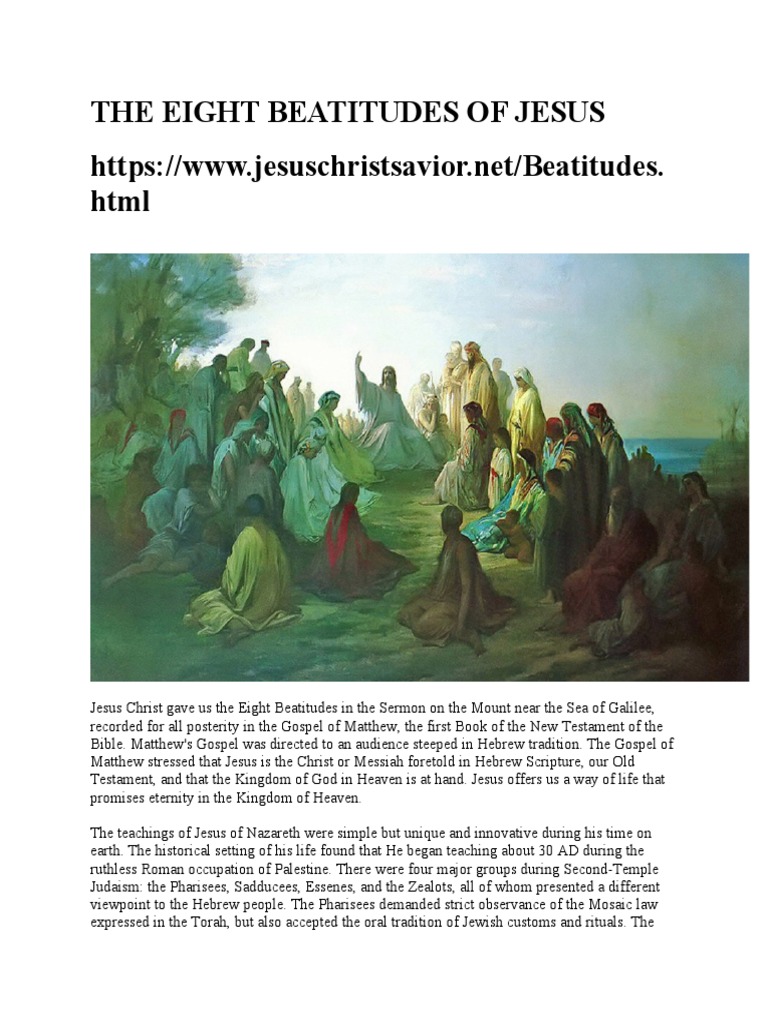 The Eight Beatitudes of Jesus | PDF | Beatitudes | Pharisees