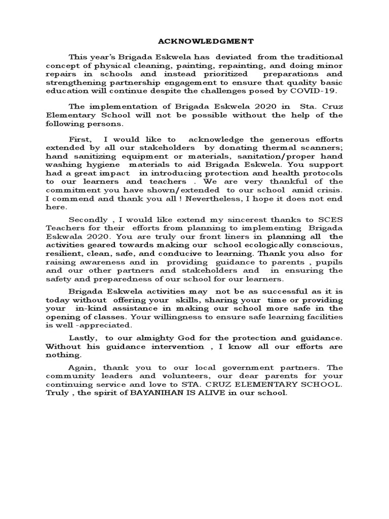 BRIGADA Acknowledgment | PDF