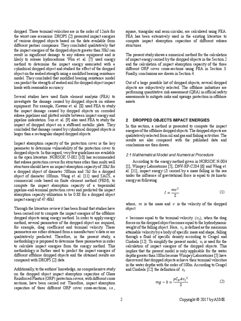 Assessment of Impact Damage Causes by Dropped Object On GRP Part2 | PDF ...