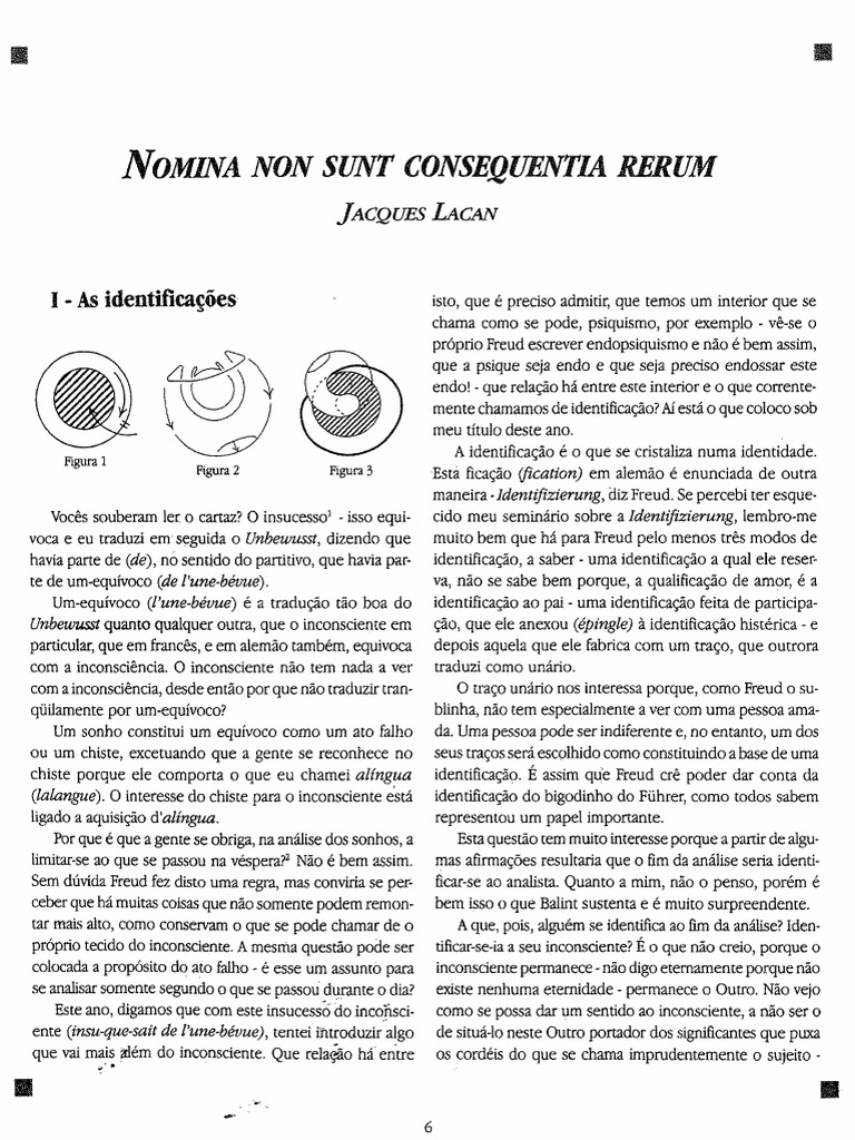 Nomina Non Sunt Consequentia Rerum - Lacan (Opção Lacaniana 28) | PDF ...