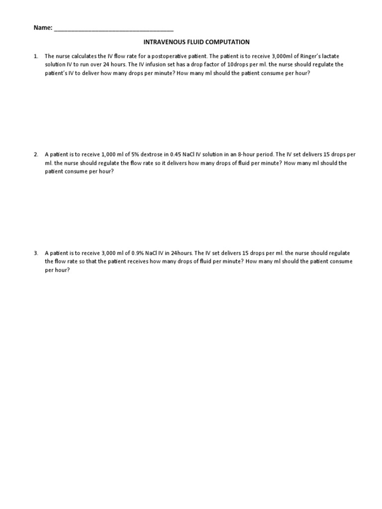 IV Fluid Calculation Guide | PDF | Wellness
