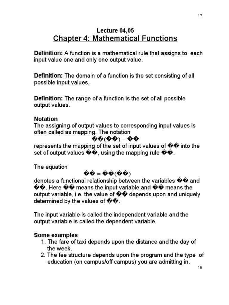 Chapter 4: Mathematical Functions: Lecture 04,05 | PDF | Variable ...
