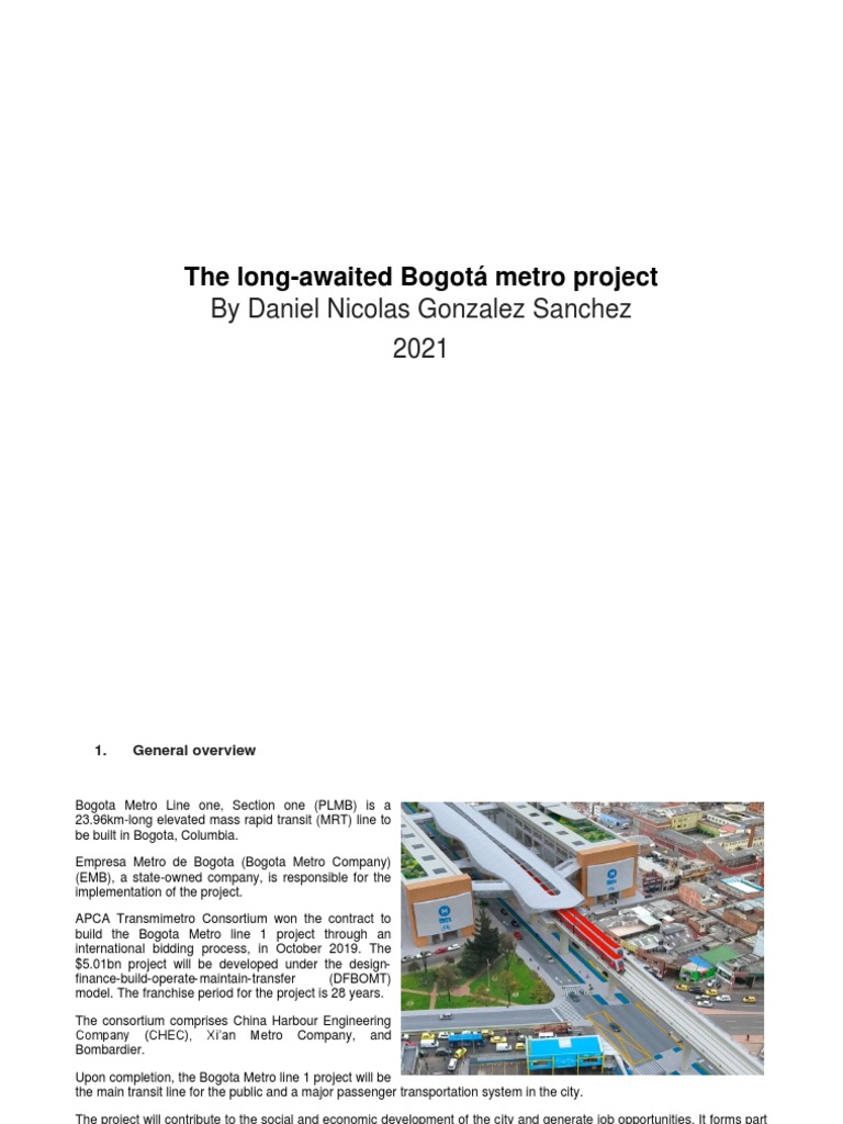 WEEK 5 Bogota Metro Project | PDF | Rapid Transit | Public Transport