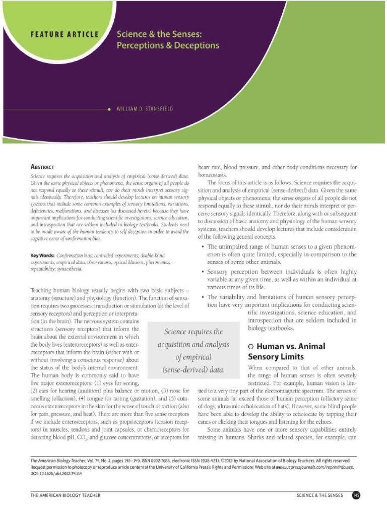 Science & The Senses - Perceptions & Deceptions - 2 | PDF | Senses | Umami
