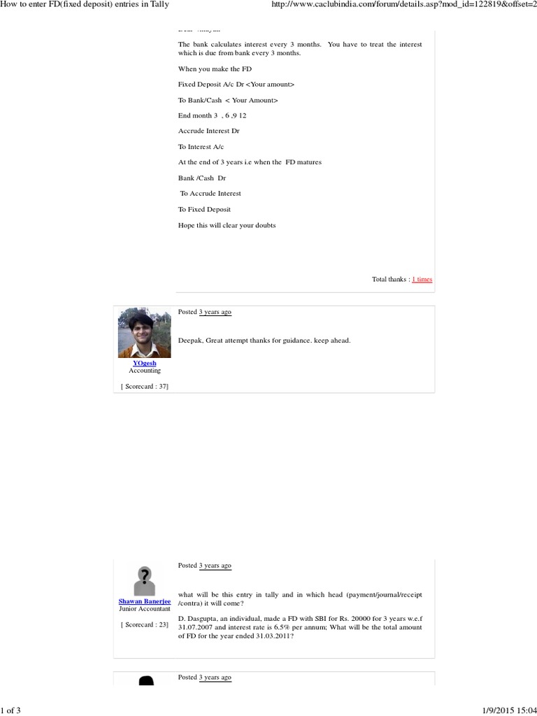 How To Enter FD (Fixe3d Deposit) Entries in Tally | PDF | Financial ...