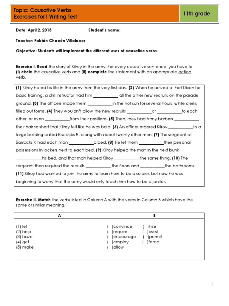 Causative Verbs Exercises | PDF | Verb | Citizenship