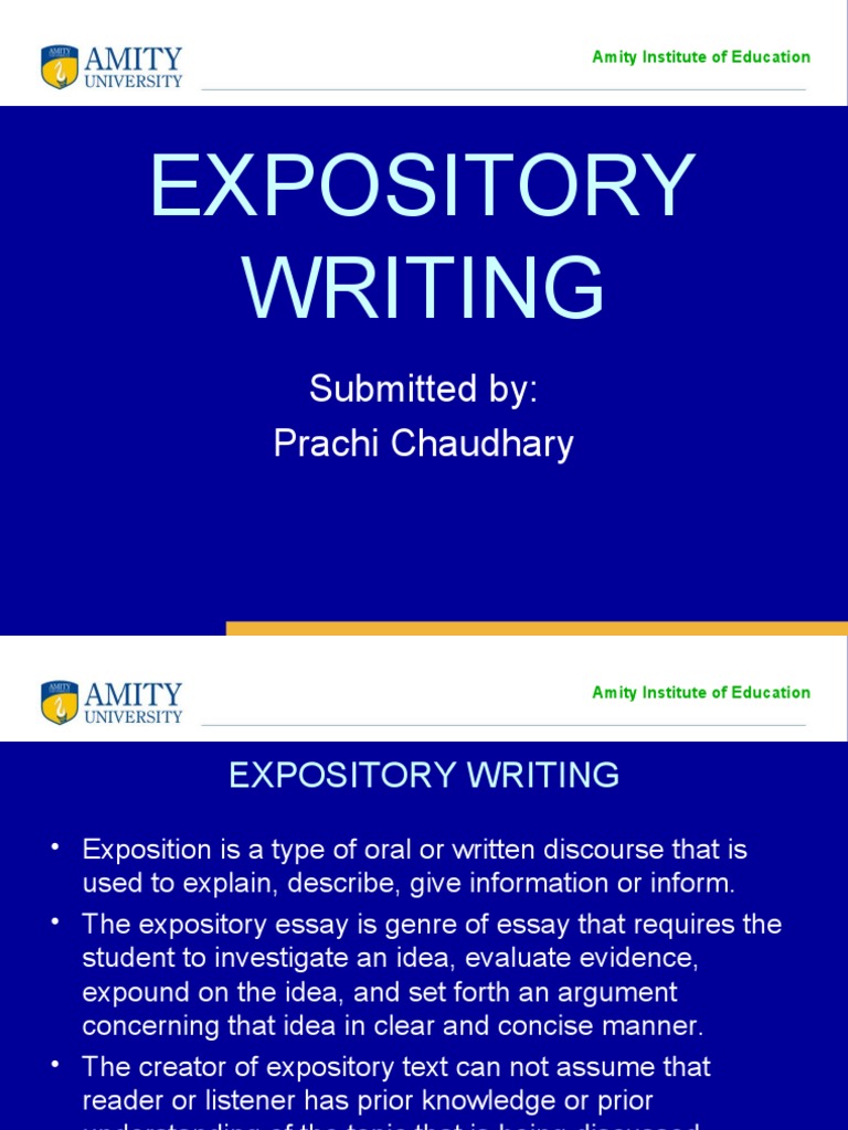 Expository Writing: Submitted By: Prachi Chaudhary | PDF | Essays ...