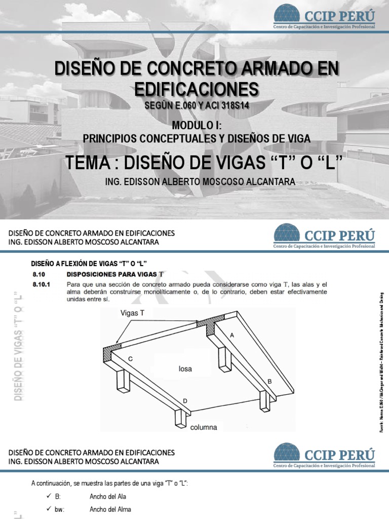 CCIP - DCAE - Tema 04 - Dise - o de Vigas T o L | PDF | Concreto reforzado | Hormigón