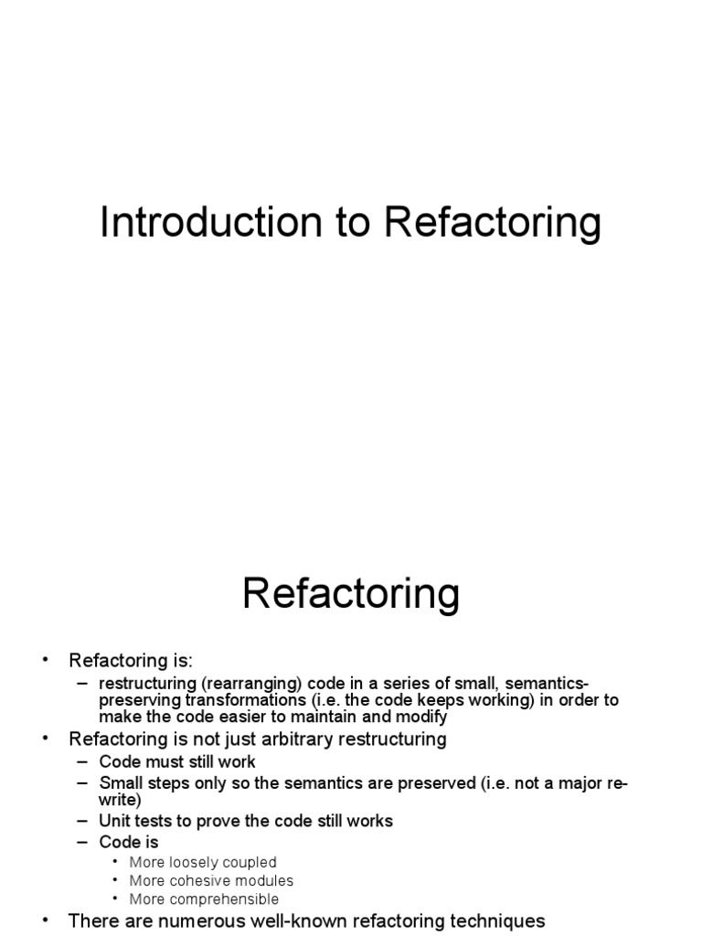 Introduction To Refactoring | PDF | Class (Computer Programming ...