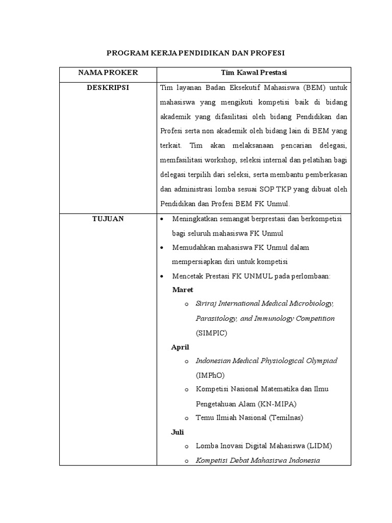(Buku Proker) PROGRAM KERJA PENDPRO SINAPS 21 - OFFLINE 2 | PDF