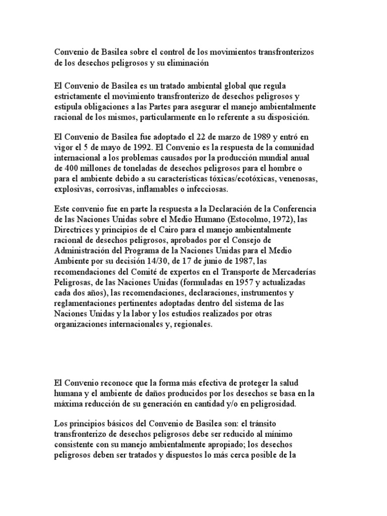 Convenio de Basilea | PDF | Naciones Unidas | Relaciones Internacionales