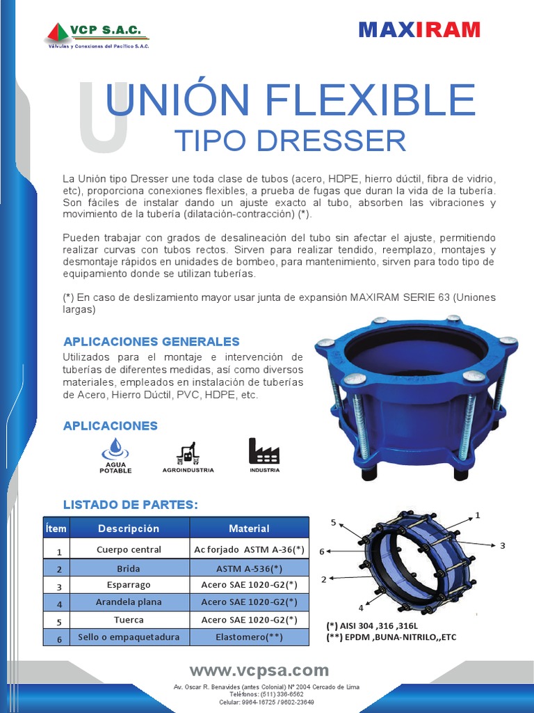UNIÓN FLEXIBLE TIPO DRESSER v4 | PDF | Tubería (transporte de fluidos ...