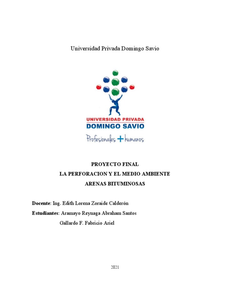 Arenas Bituminosas Proyecto Final | PDF | Arenas petrolíferas | Petróleo