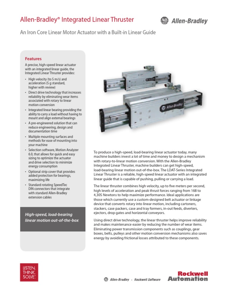 Allen-Bradley® Integrated Linear Thruster: An Iron Core Linear Motor ...