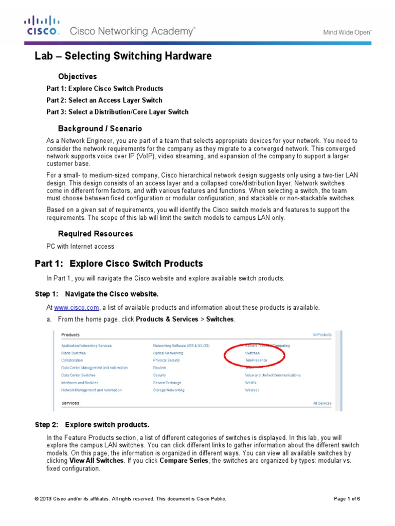 1.2.1.8 Lab - Selecting Switching Hardware | PDF | Network Switch ...