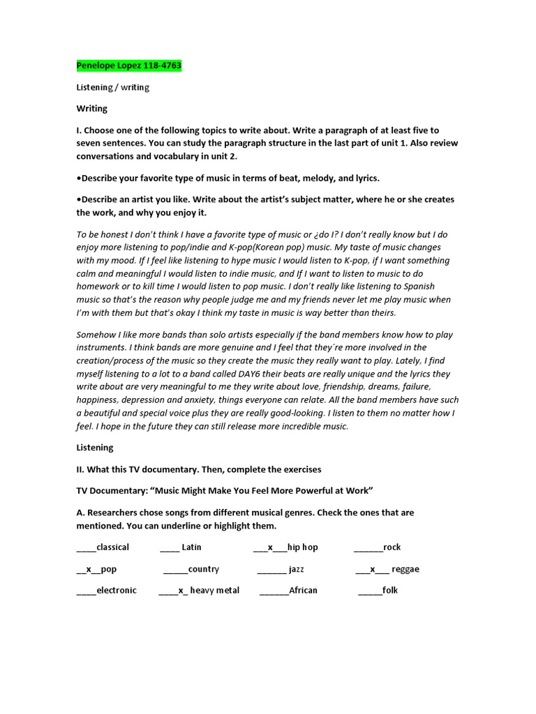 Listening and Writing Exercise | PDF | Albums | Entertainment (General)