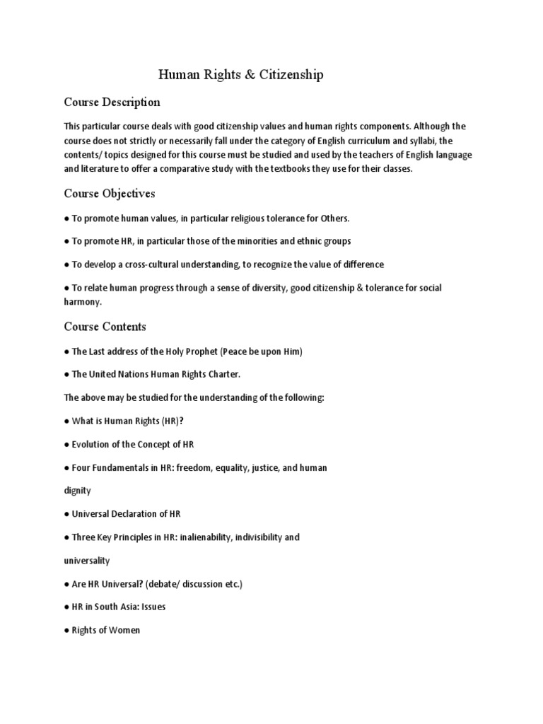Human Rights & Citizenship: Course Description | PDF
