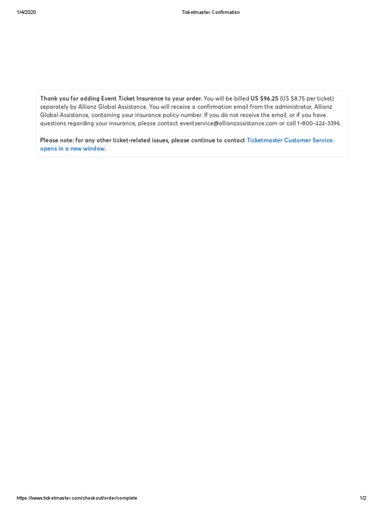 Ticketmaster Event Insurance Details | PDF