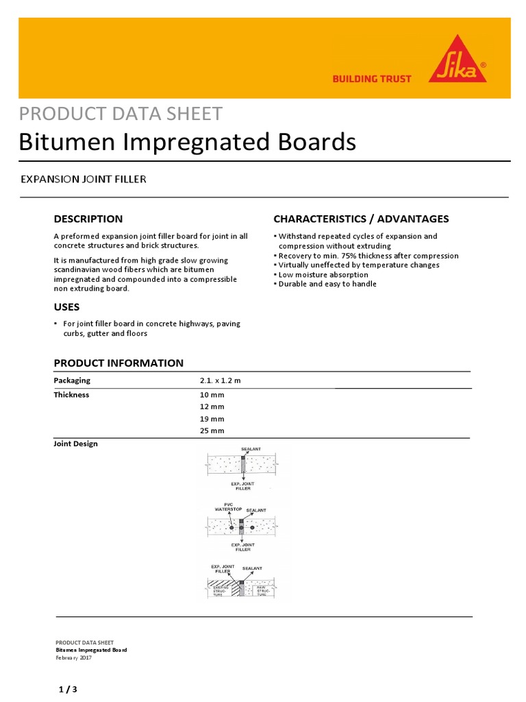 Bitumen Impregnated Expansion Joint Filler | PDF | Concrete | Asphalt