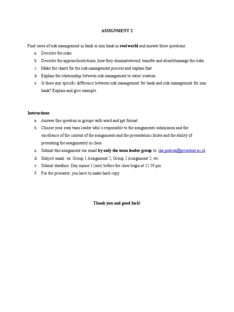 Assignment 2 Risk | PDF