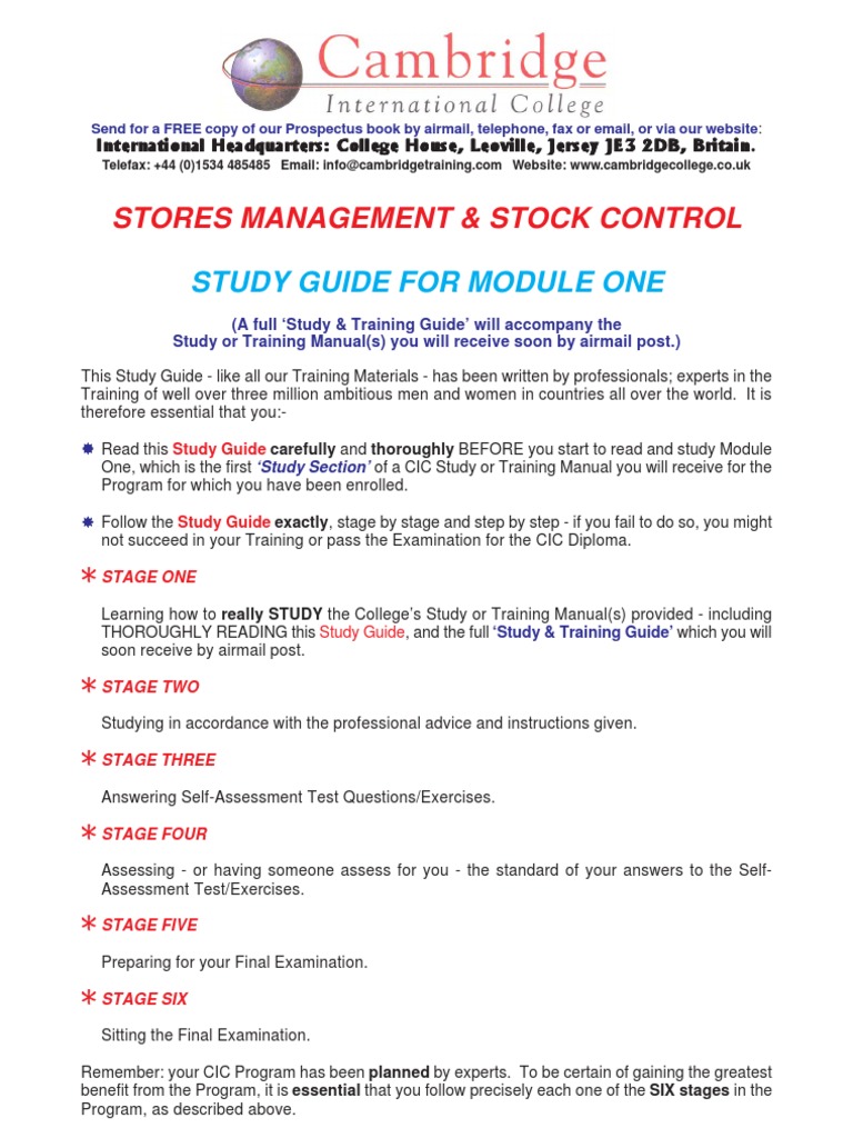 Stores Management Notes | PDF | Retail | Fax