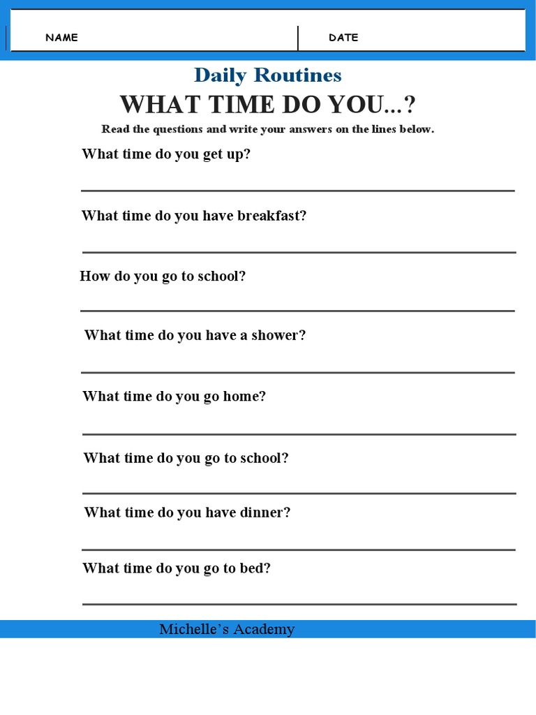 Daily Routine Worksheet Q and A | PDF