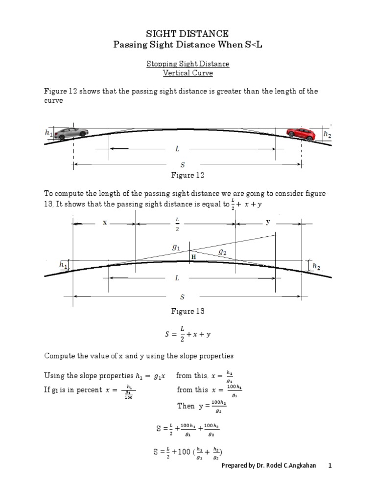 Passing Sight Distance Calculation | PDF | Applied Mathematics | Physics