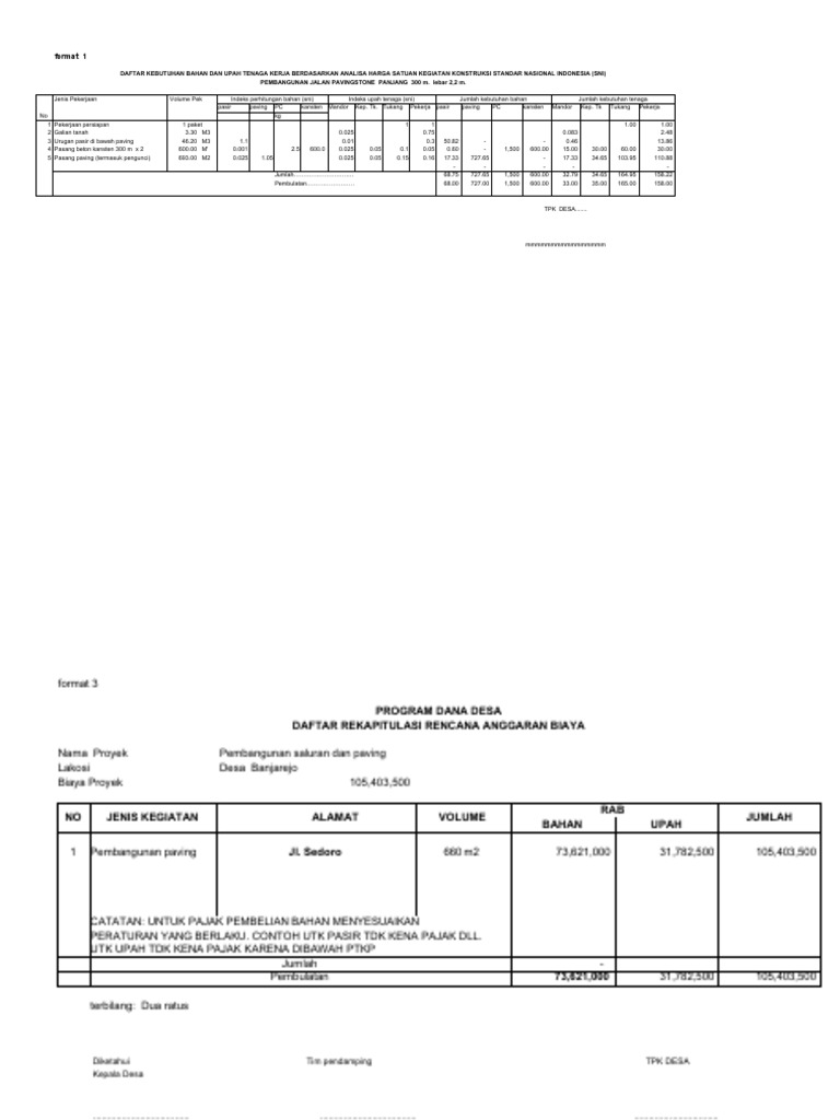 Contoh RAB Swakelola Jalan Paving | PDF