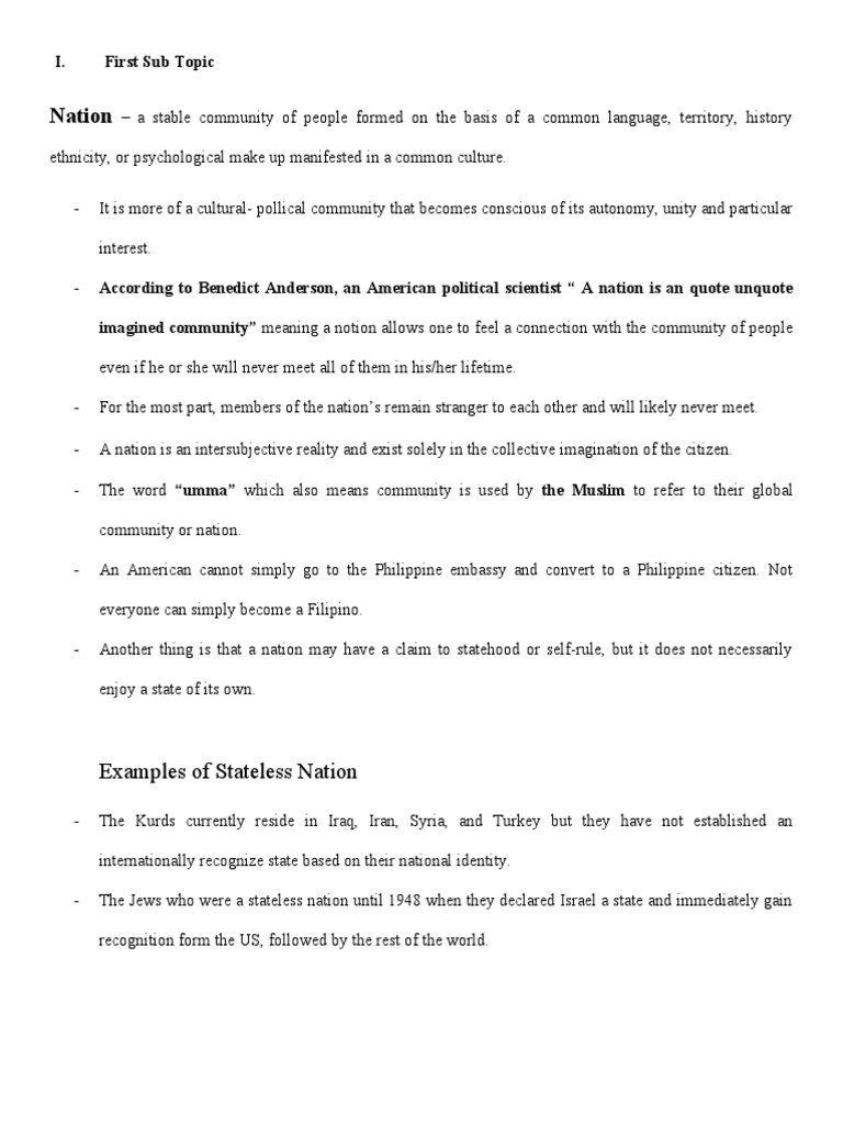 Nation: Examples of Stateless Nation | PDF