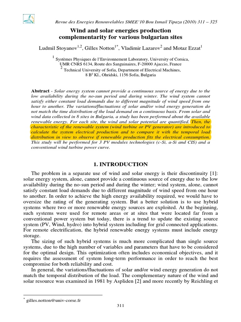 Revue Des Energies Renouvelables SMEE'10 Bou Ismail Tipaza (2010) 311 - 325 | PDF ...
