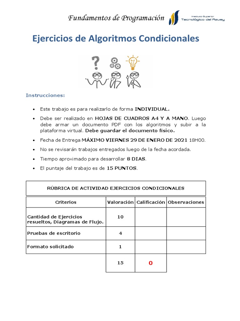Ejercicios Resueltos de Algoritmos Condicionales | PDF | Algoritmos ...