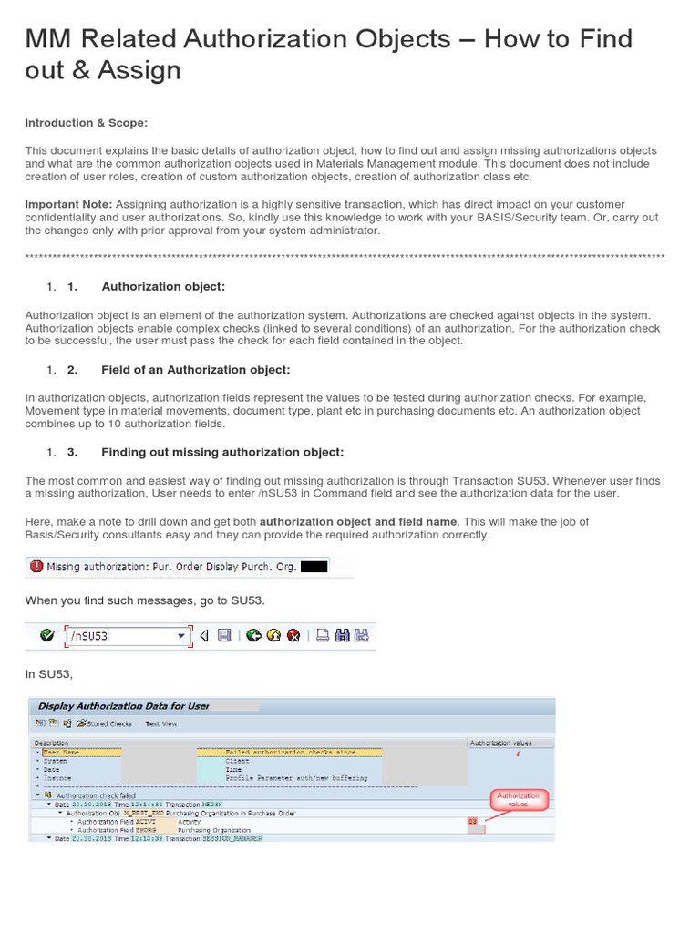 MM Authorization Objects Guide | PDF | Receipt | Computing