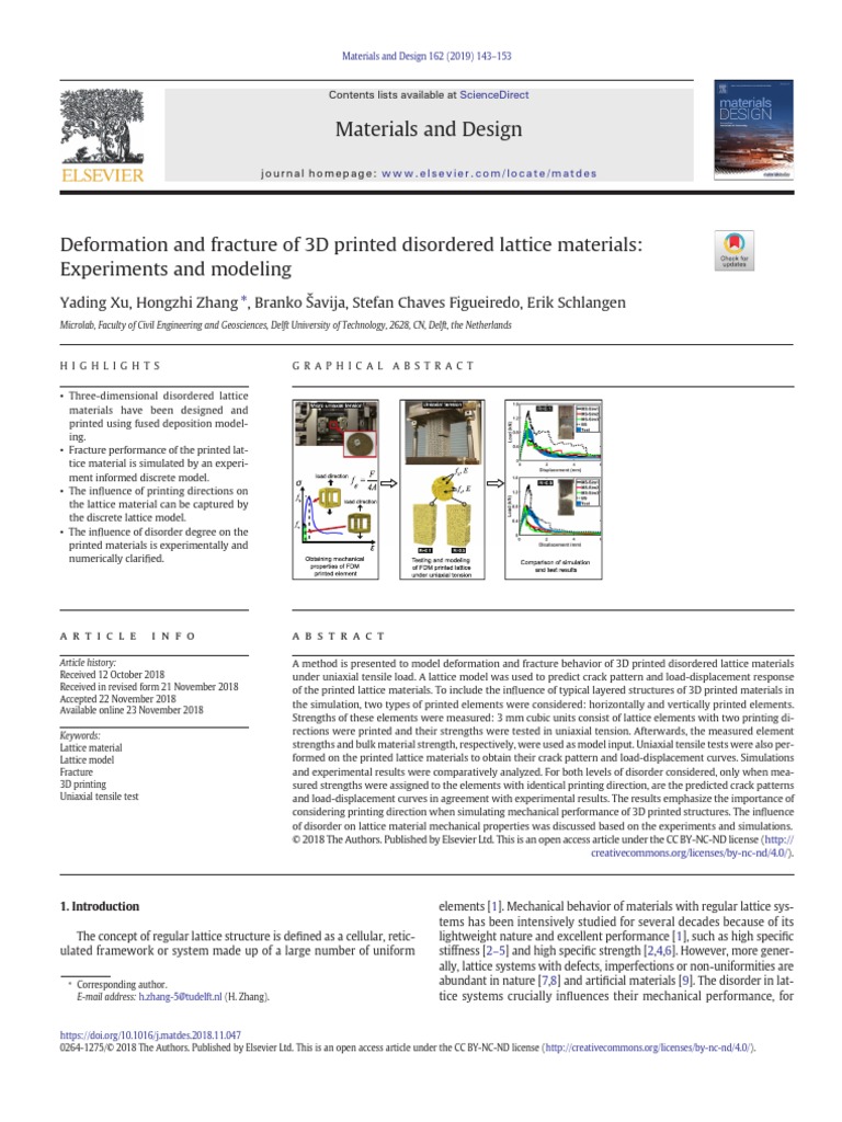 Deformation and Fracture of 3D Printed Disordered Lattice Materials ...
