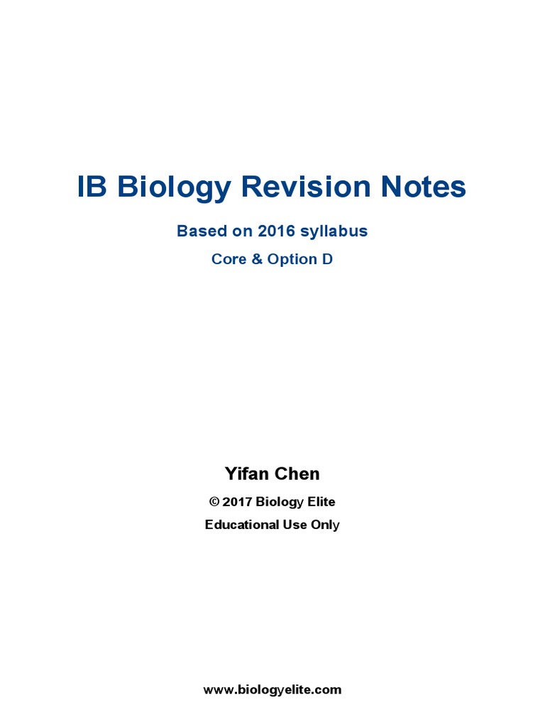 IB Biology HL Notes | PDF | Mitosis | Cell Membrane