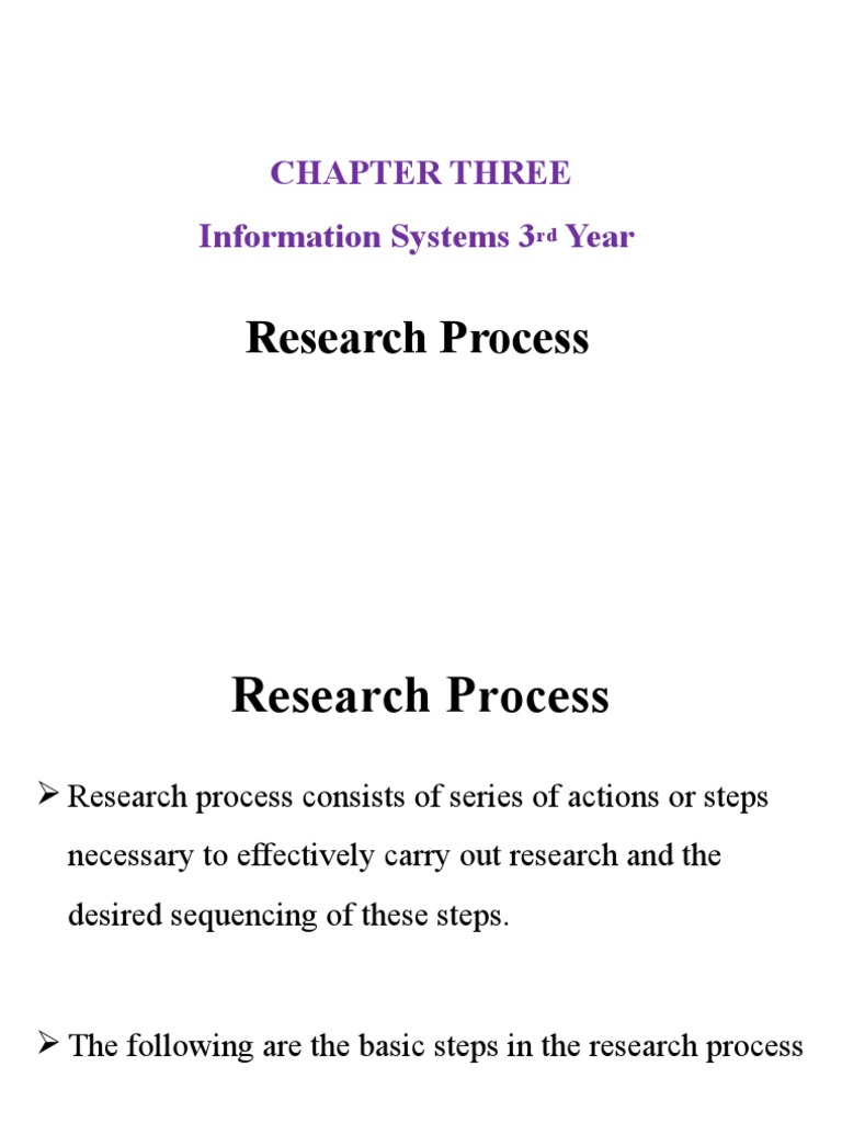 Research Process: Chapter Three Information Systems 3 Year | PDF ...