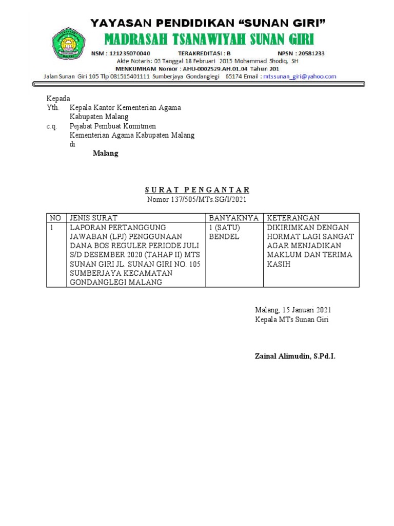 Pengantar LPJ Bos | PDF